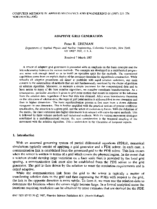 (PDF) Adaptive grid generation