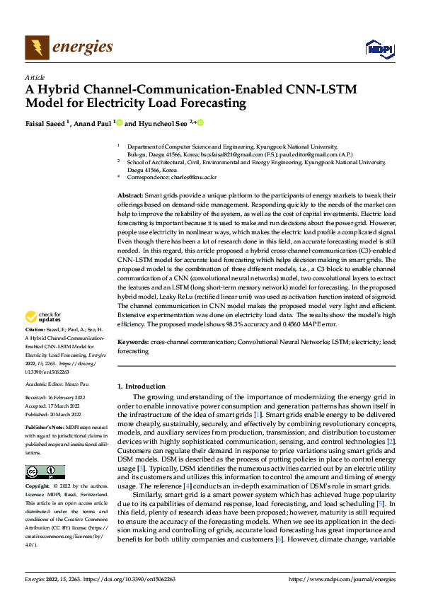 (PDF) A Hybrid Channel-Communication-Enabled CNN-LSTM Model for Electricity Load Forecasting