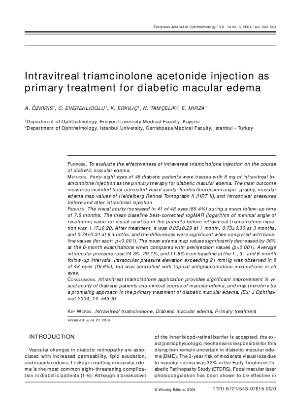 (PDF) Intravitreal Triamcinolone Acetonide Injection as Primary ...