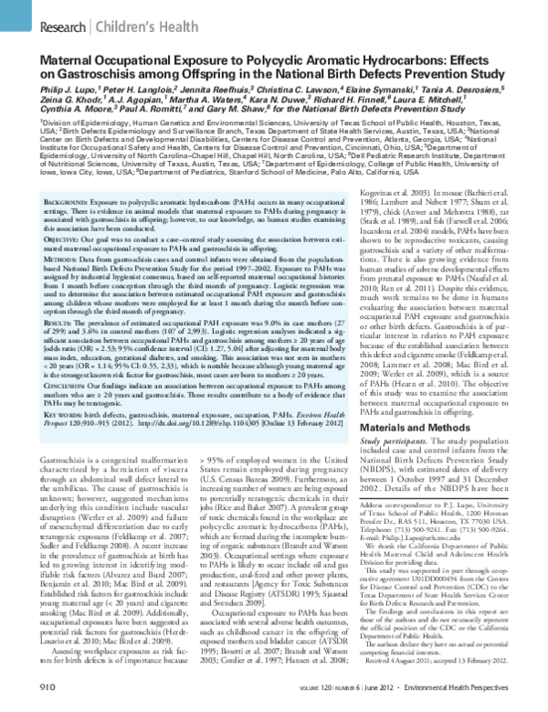 (PDF) Maternal Occupational Exposure to Polycyclic Aromatic Hydrocarbons: Effects on ...