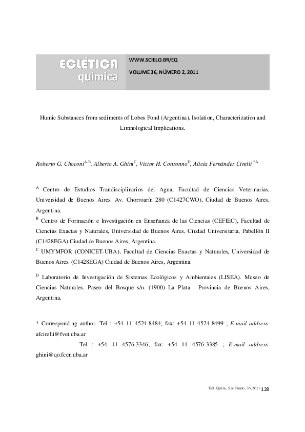 (PDF) Humic substances from sediments of Lobos Pond (Argentina ...