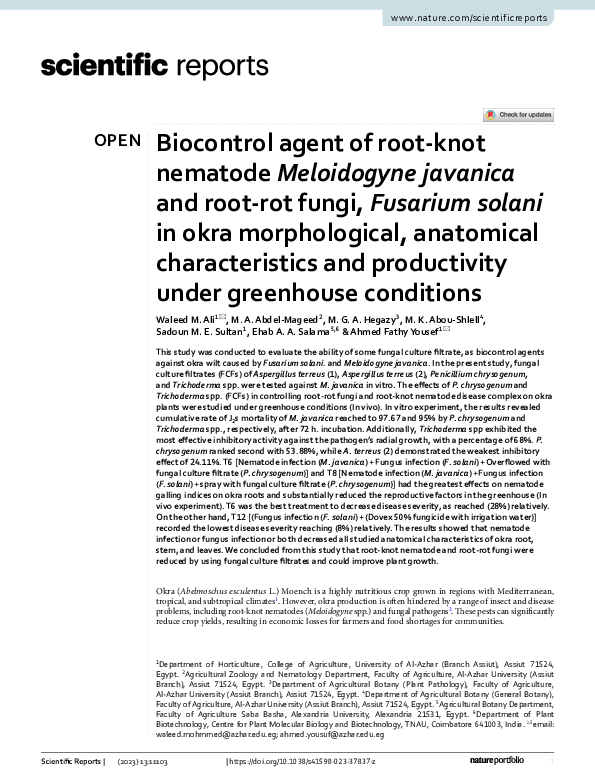 (PDF) Biocontrol agent of root-knot nematode Meloidogyne javanica and ...