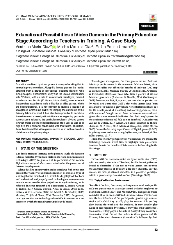 (PDF) Educational Possibilities of Video Games in the Primary Education ...