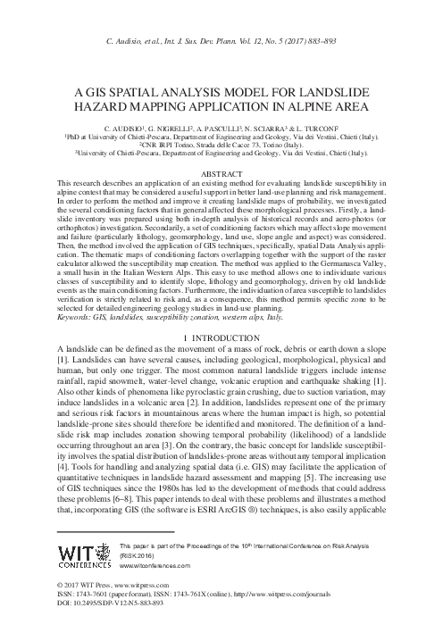 (PDF) A gis spatial analysis model for landslide hazard mapping application in alpine area ...