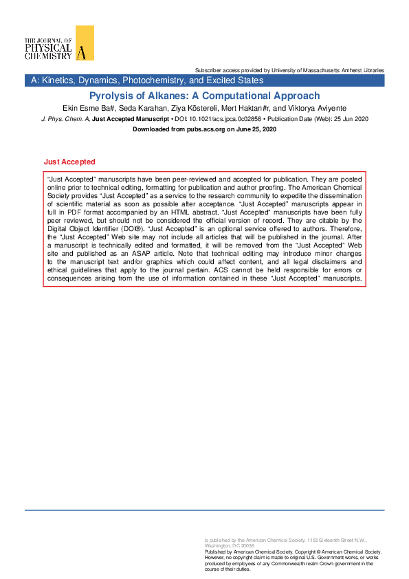 (PDF) Pyrolysis of Alkanes: A Computational Approach