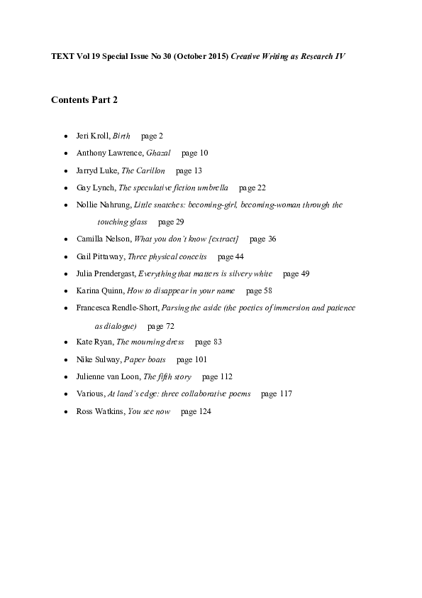 (PDF) Creative Writing as Research IV Part 2