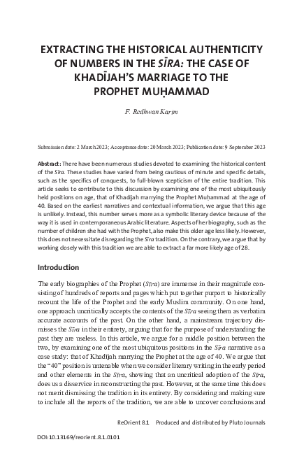 (PDF) Extracting the Historical Authenticity of Numbers in the Sira ...