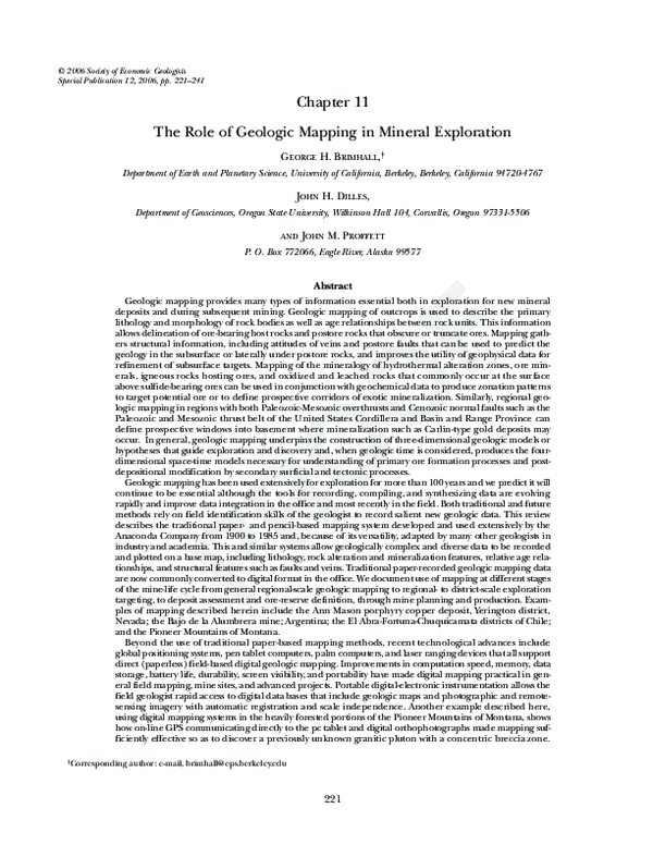 (PDF) The Role of Geologic Mapping in Mineral Exploration