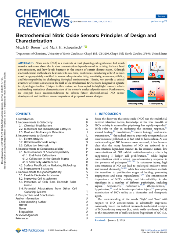 (PDF) Electrochemical Nitric Oxide Sensors: Principles of Design and Characterization