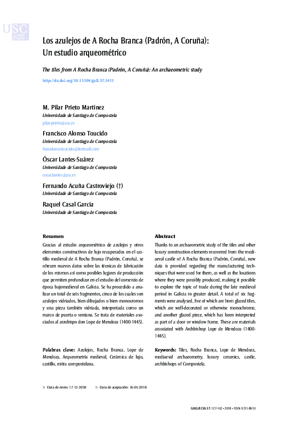 (PDF) Los azulejos de A Rocha Branca (Padrón, A Coruña): un estudio ...