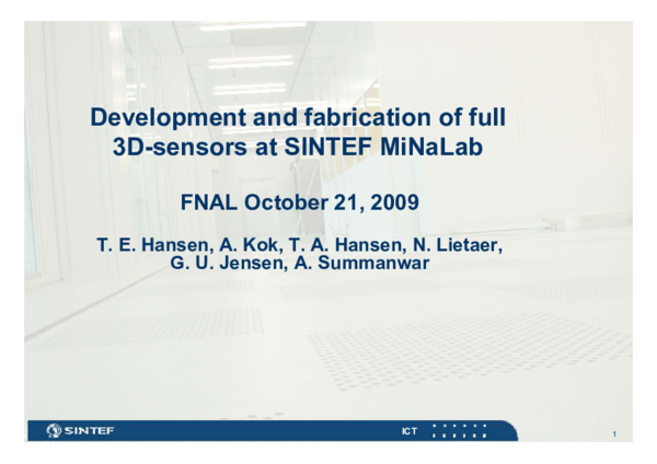 (PDF) Development and fabrication of full 3D-sensors at SINTEF MiNaLab