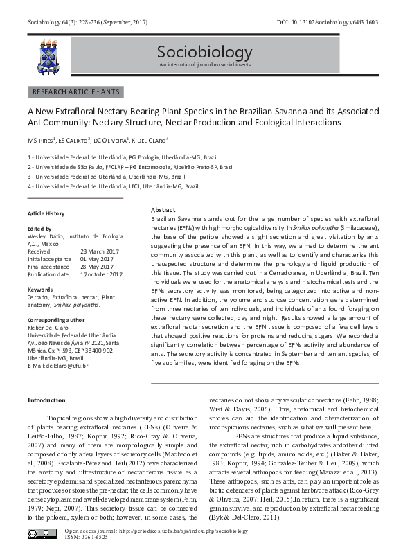 (PDF) A New Extrafloral Nectary-Bearing Plant Species in the Brazilian ...