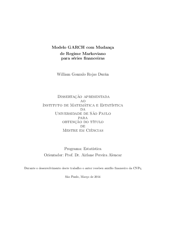 (PDF) Modelo GARCH com mudança de regime markoviano para séries financeiras