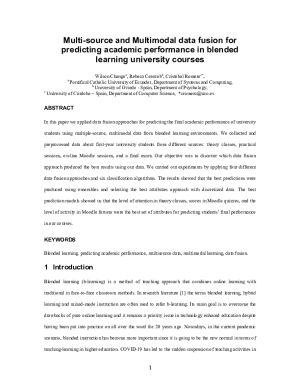 (PDF) Multi-source and Multimodal data fusion for predicting academic performance in blended ...