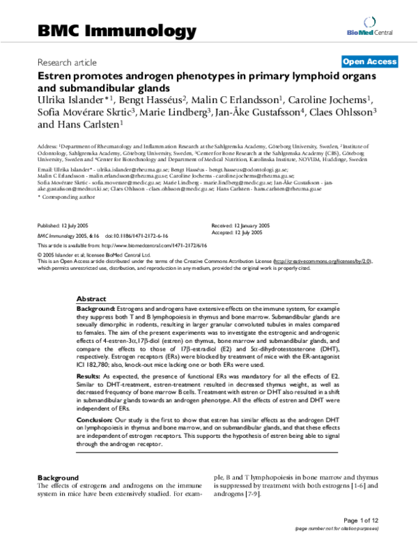 (PDF) Estren promotes androgen phenotypes in primary lymphoid organs ...