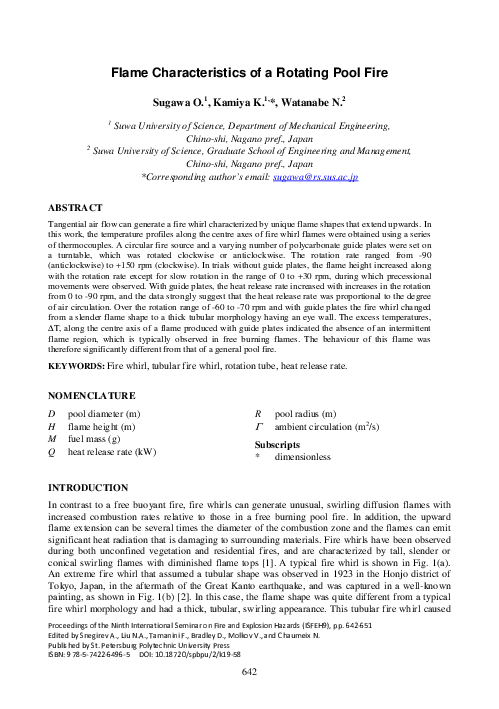 (PDF) Flame Characteristics of a Rotating Pool Fire