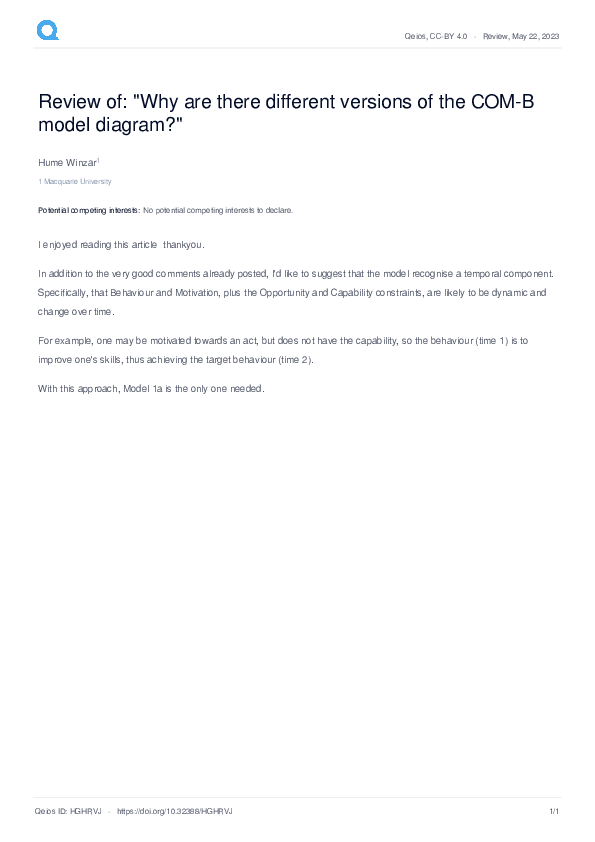 (PDF) Review of: "Why are there different versions of the COM-B model ...