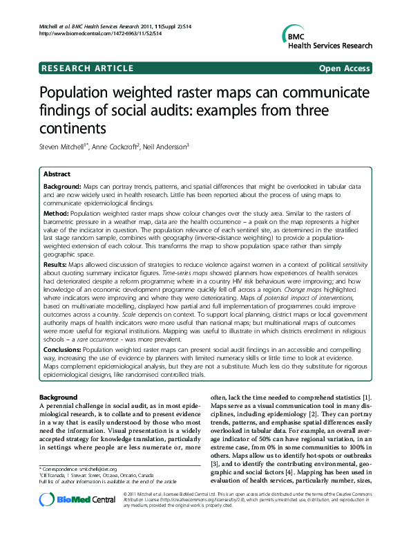 (PDF) Population weighted raster maps can communicate findings of ...