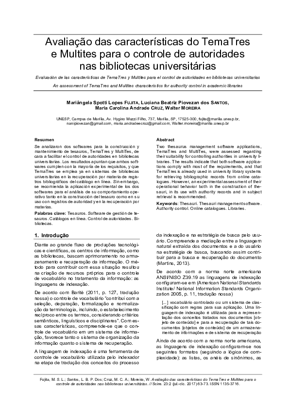 (PDF) An assessment of TemaTres and Multites characteristics for ...