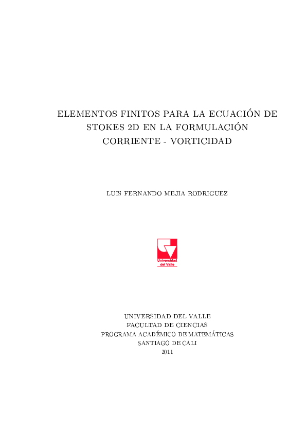 (PDF) Elementos finitos para la ecuación de stokes 2D en la formulación ...