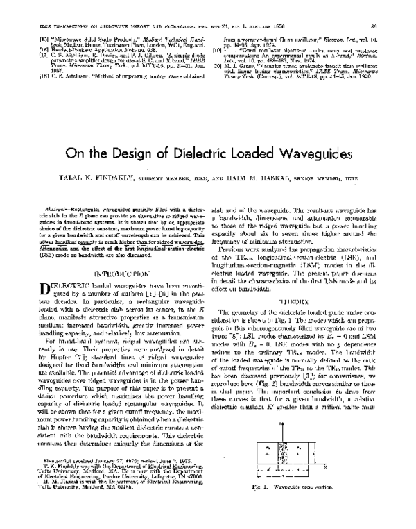 (PDF) On the Design of Dielectric Loaded Waveguides