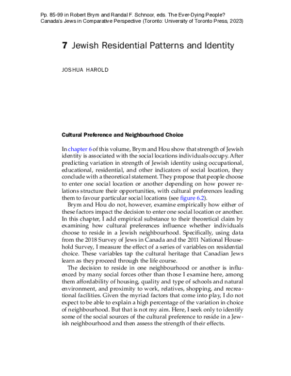 (PDF) Jewish Residential Patterns and Identity