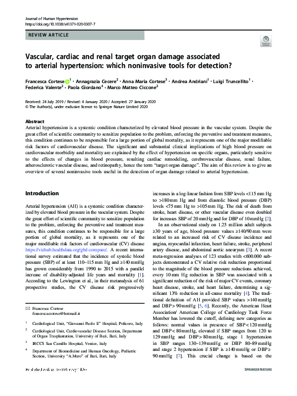 (PDF) Vascular, cardiac and renal target organ damage associated to ...