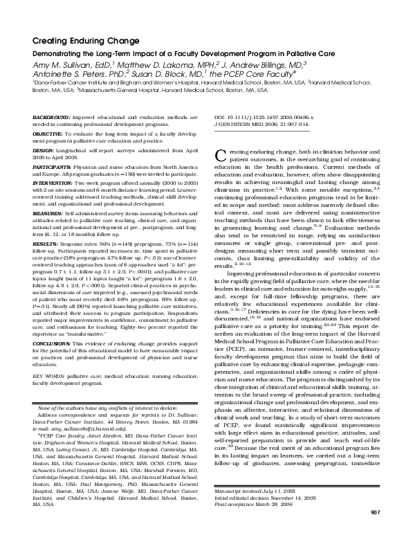 (PDF) Creating enduring change