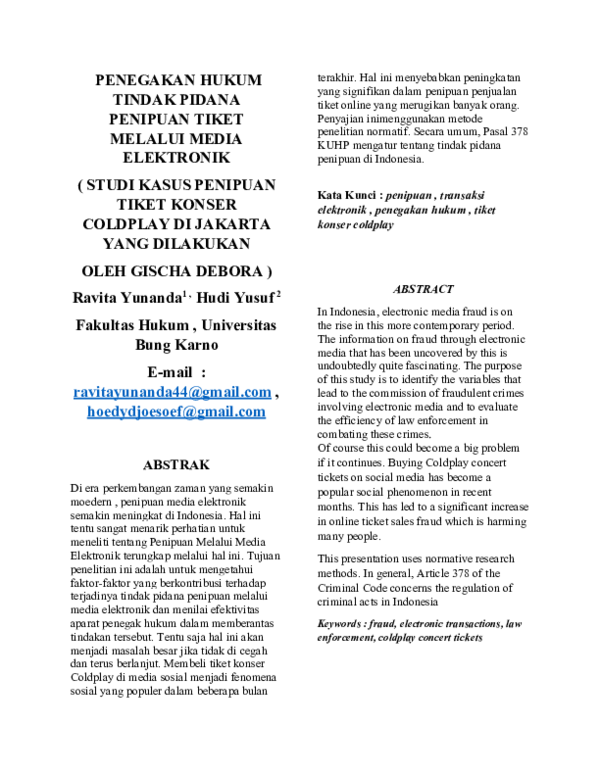 (DOC) PENEGAKAN HUKUM TINDAK PIDANA PENIPUAN TIKET MELALUI MEDIA ...