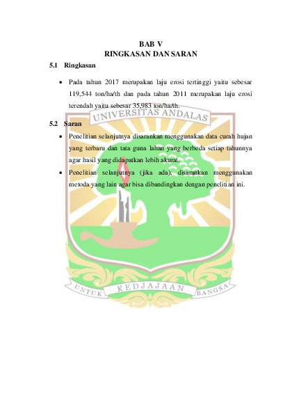 (PDF) Perhitungan Laju Erosi Permukaan pada DAS Batang Arau Menggunakan ...