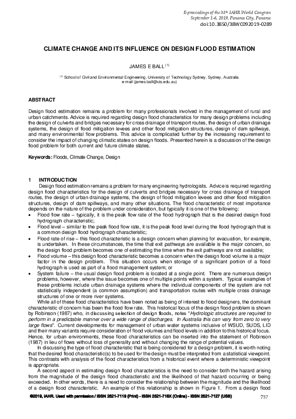 (PDF) Climate Change and Its Influence on Design Flood Estimation