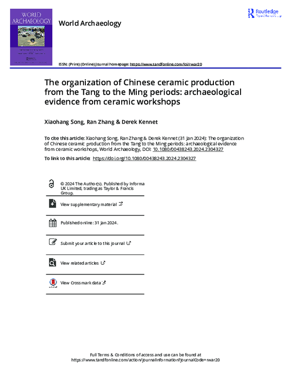 (PDF) The organization of Chinese ceramic production from the Tang to ...