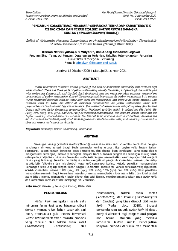 (PDF) PENGARUH KONSENTRASI MESOKARP SEMANGKA TERHADAP KARAKTERISTIK ...