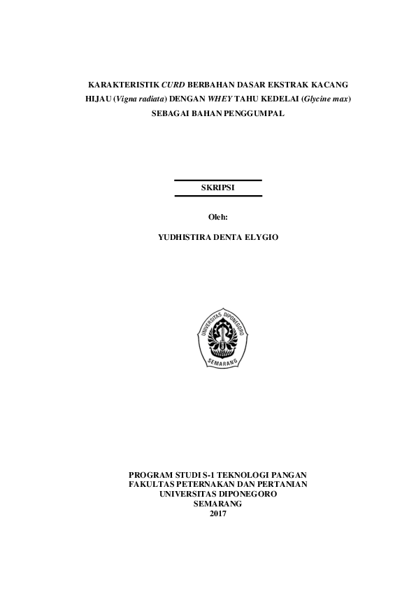 (PDF) Karakteristik Curd Berbahan Dasar Ekstrak Kacang Hijau (Vigna ...