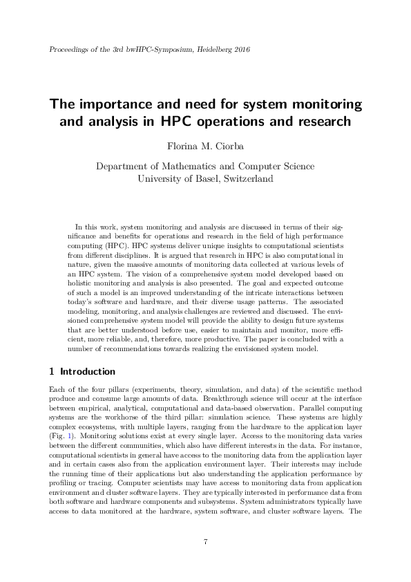 (PDF) The importance and need for system monitoring and analysis in HPC operations and research