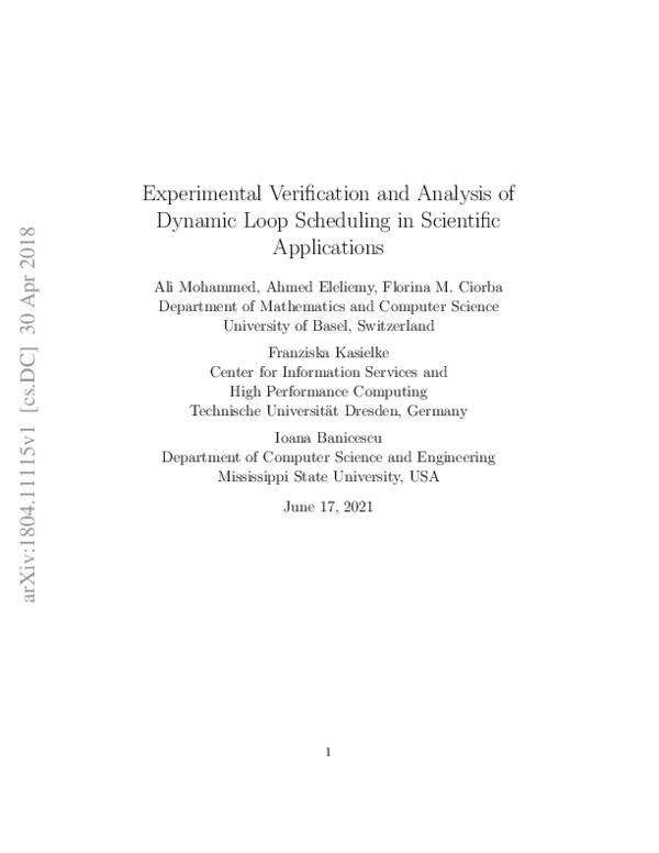 Pdf Experimental Verification And Analysis Of Dynamic Loop Scheduling In Scientific Applications