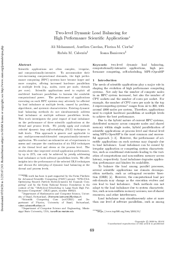 (PDF) Two-level Dynamic Load Balancing for High Performance Scientific Applications