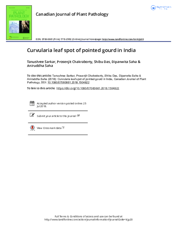 (PDF) Curvularia leaf spot of pointed gourd in India