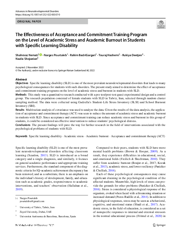 (PDF) The Effectiveness of Acceptance and Commitment Training Program ...