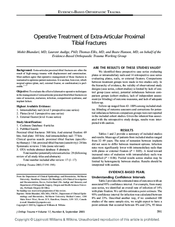 (PDF) Operative Treatment of Extra-Articular Proximal Tibial Fractures