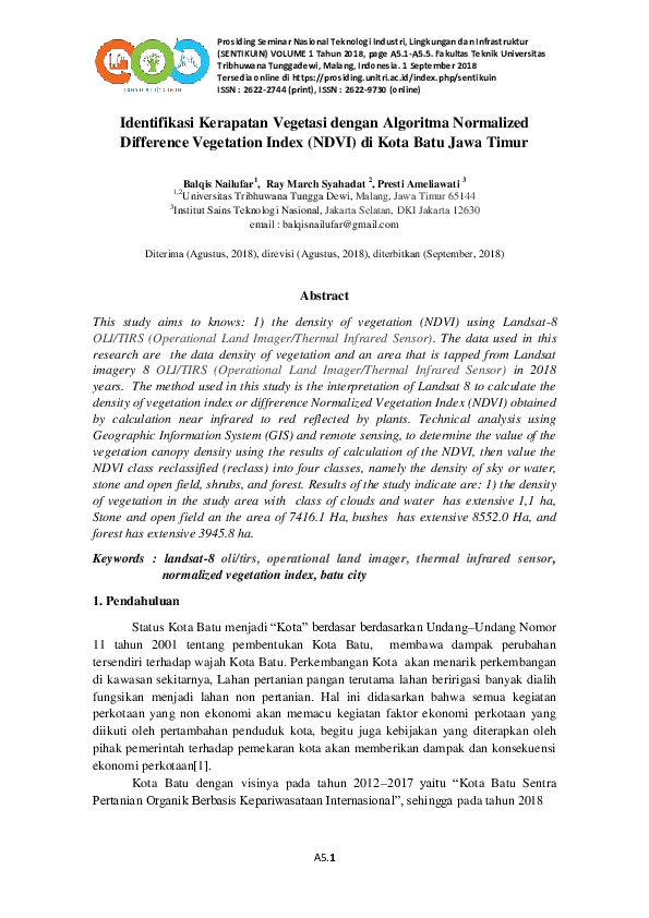(PDF) Identifikasi Kerapatan Vegetasi dengan Algoritma Normalized Difference Vegetation Index ...