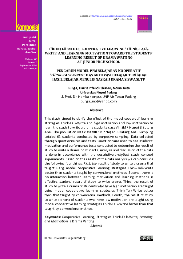 (PDF) The Influence of Cooperative Learning ‘Think-Talk-Write’ and Learning Motivation Toward ...