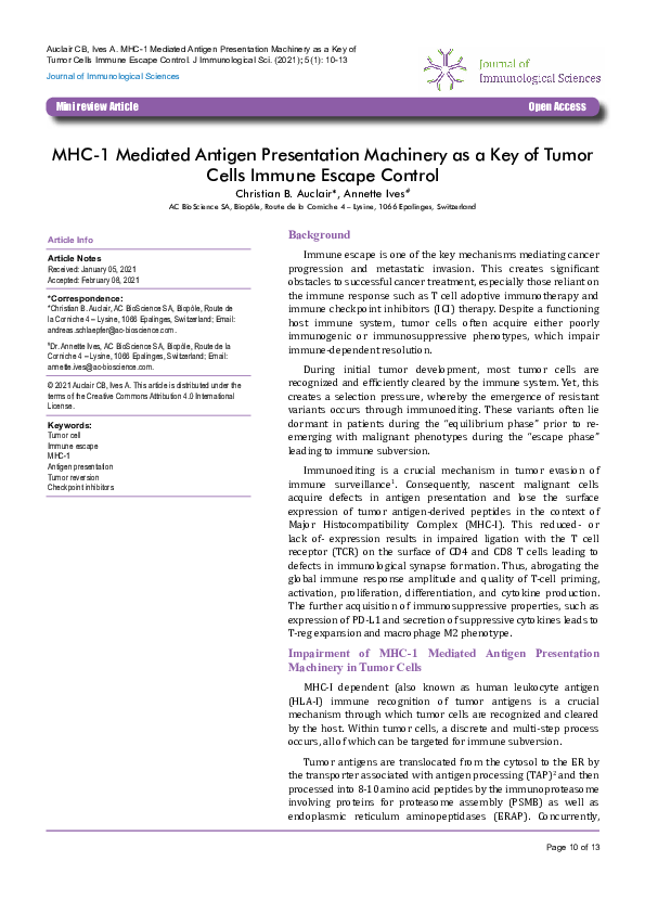 (PDF) Mini review Article Open Access