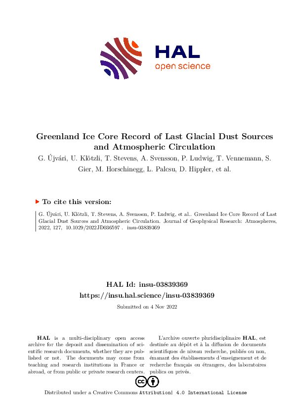 (PDF) Greenland Ice Core Record of Last Glacial Dust Sources and ...