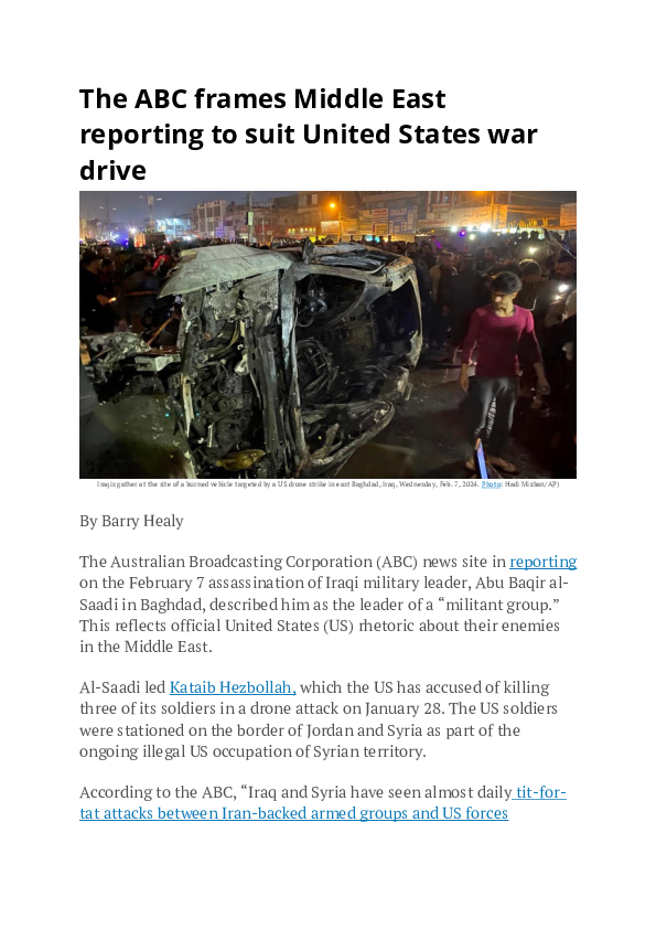 (PDF) The ABC frames Middle East reporting to suit United States war drive