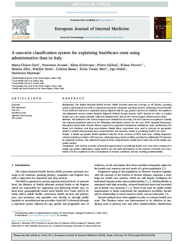 (PDF) A case-mix classification system for explaining healthcare costs ...