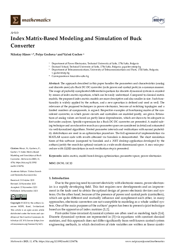 (PDF) Index Matrix-Based Modeling and Simulation of Buck Converter