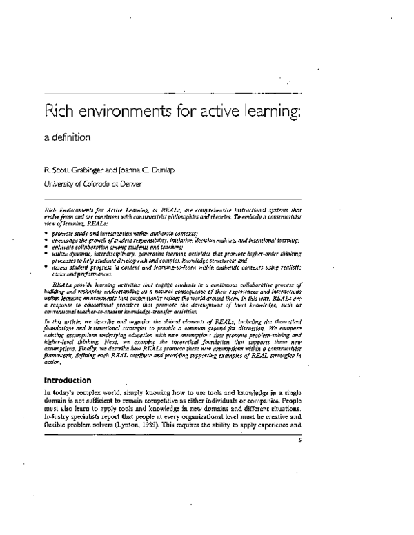 (PDF) Rich environments for active learning: a definition