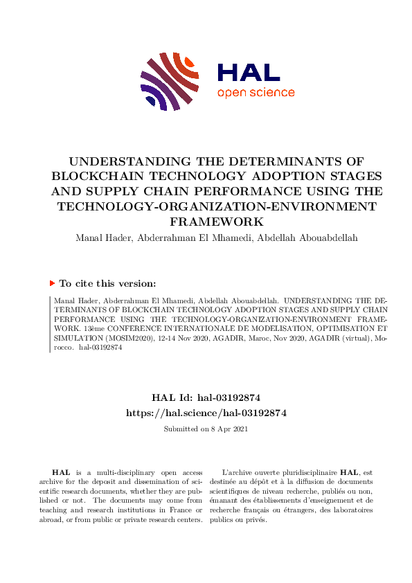 (PDF) Understanding the Determinants of Blockchain Technology Adoption Stages and Supply Chain ...