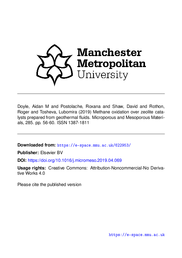 (PDF) Zeolite Catalysts from Geothermal Fluids for Methane